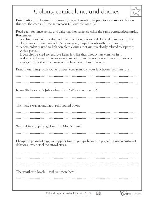 Colons, semicolons, and dashes