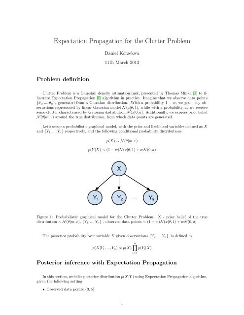 Expectation Propagation For A Clutter Problem