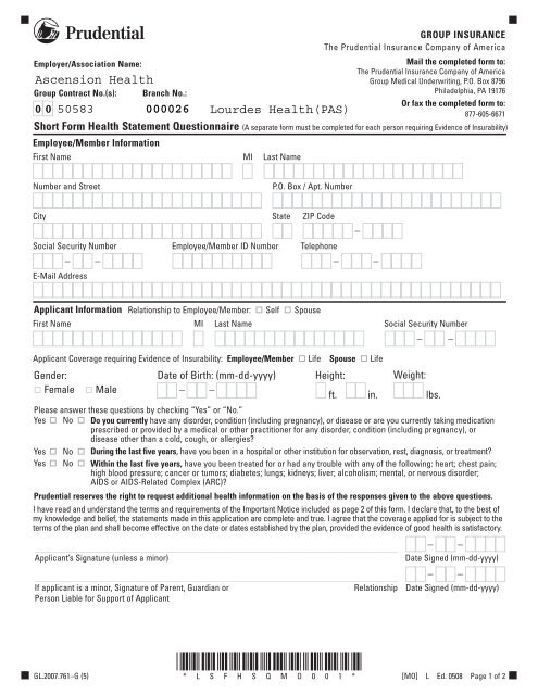 Life Insurance Evidence of Insurability (EOI) Application