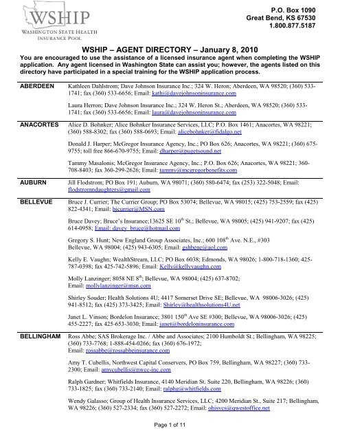 WASHINGTON STATE HEALTH INSURANCE POOL - wship