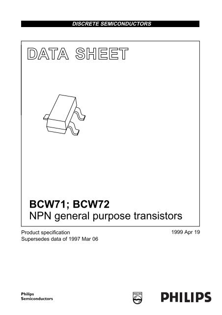 BCW71; BCW72: NPN general purpose transistors