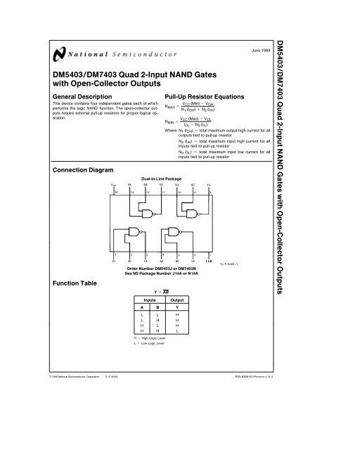 DM5403/DM7403 Quad 2-Input NAND Gates with Open-Collector ...