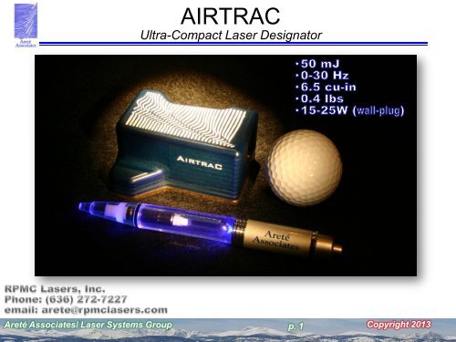 Solid state deep UV laser for Raman detection of CB ... - RPMC Lasers