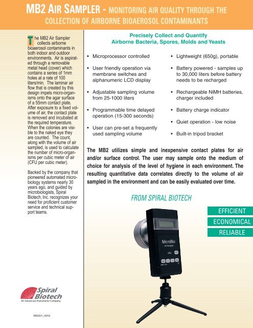 MB2 AIR SAMPLER - MONITORING AIR QUALITY THROUGH THE ...
