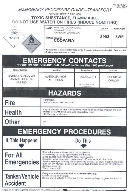 EMERGENCY PROCEDURE GUIDEâ TRANSPORT - Agtech.com.au