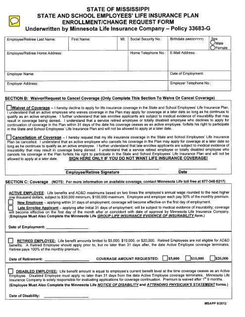 Enrollment Change Request Form