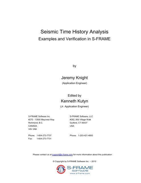 Seismic Time History Analysis - S-FRAME SOFTWARE