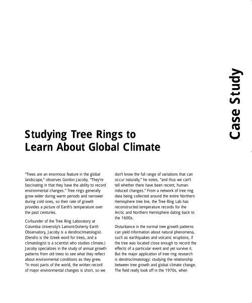 Case Study: Studying Tree Rings to Learn about Global Climate.