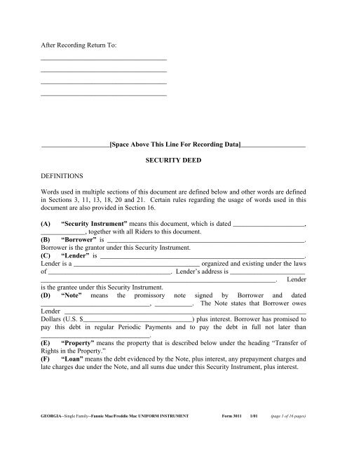 Georgia Security Deed - Operation Restoration