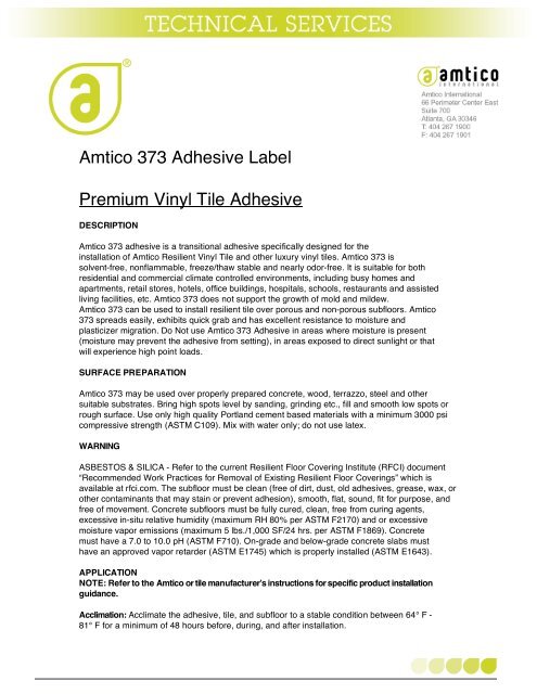 Adhesives - Amtico 373 Adhesive Label - Mannington