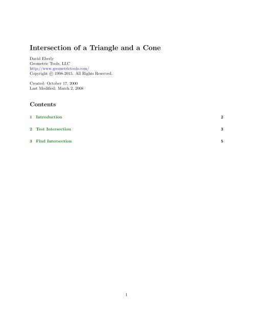 Intersection of a Triangle and a Cone - Geometric Tools