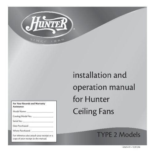 TYPE 2 Models - Hunter Fan