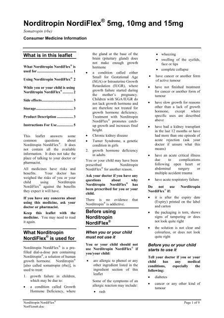 Norditropin NordiFlex 5mg, 10mg and 15mg - Novo Nordisk ...