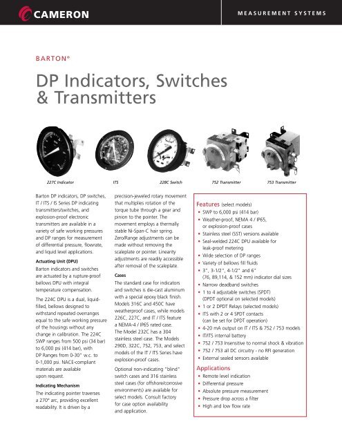 Download Barton 228C Differential Pressure ... - Proflow Systems