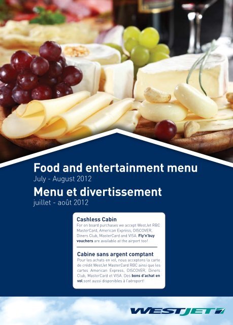 Food and entertainment menu Menu et divertissement - WestJet