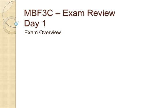 MBF3C – Exam Review Day 1