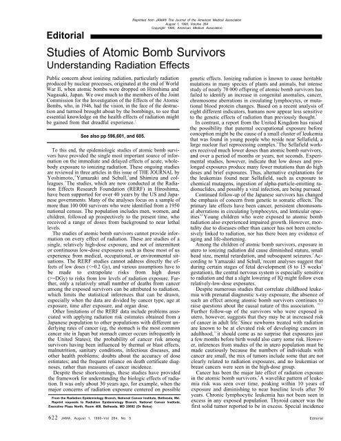 Studies of Atomic Bomb Survivors - National Cancer Institute