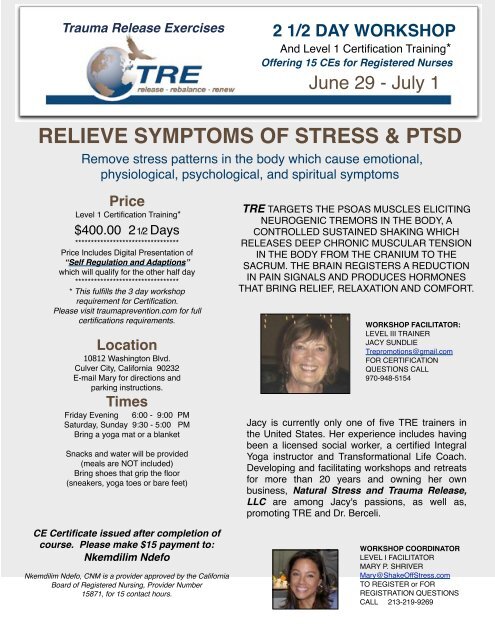 printable pdf flyer - Trauma Prevention