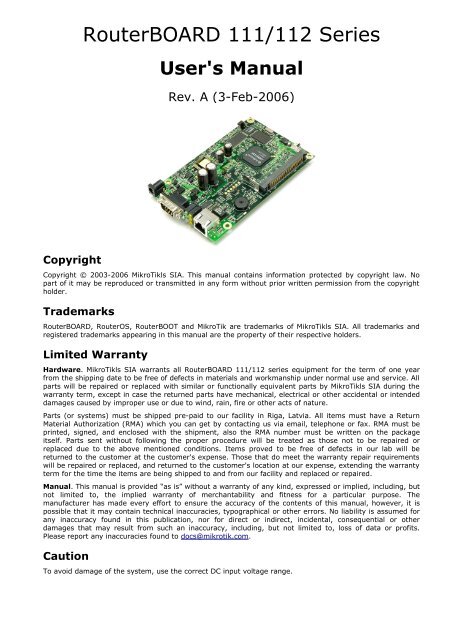 RouterBOARD 111/112 Series
