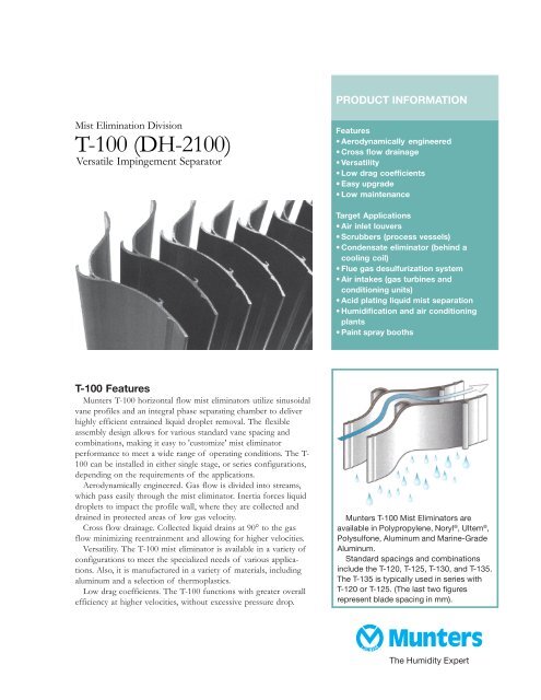 T-100 (DH-2100) Versatile Impingement Separator - Munters