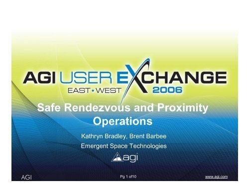 Safe Rendezvous and Proximity Operations - AGI