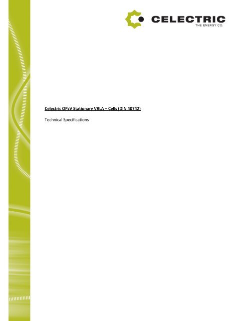 Celectric OPzV Stationary VRLA â Cells (DIN 40742) Technical ...