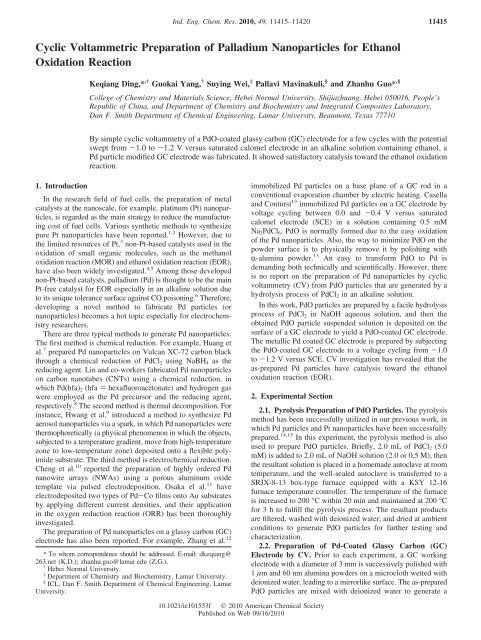 Cyclic Voltammetric Preparation of Palladium Nanoparticles for ...