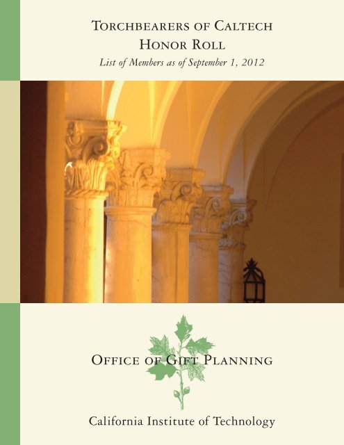 Torchbearers of Caltech Honor Roll - Gift Planning