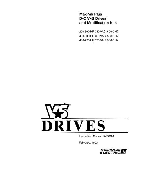 MaxPak Plus D-C V*S Drives and Modification Kits - Reliance Electric