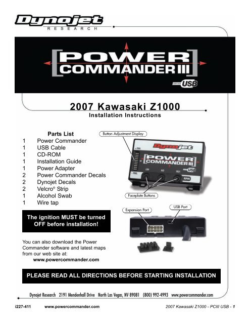 2007-2008 Kawasaki Z1000 Power Commander ... - Surfside Moto