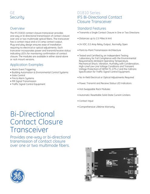 Bi-Directional Contact Closure Transceiver - Connectinfo