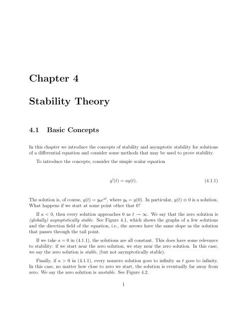 Chapter 4 Stability Theory 4.1 Basic Concepts