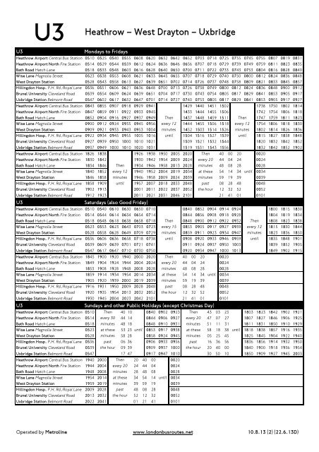 U3 Heathrow â West Drayton â Uxbridge - London Bus Routes