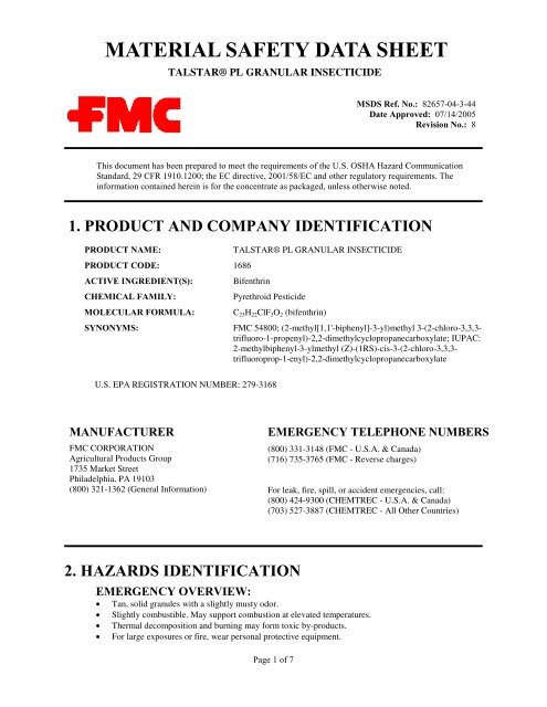 TALSTARÂ® PL GRANULAR INSECTICIDE - Label