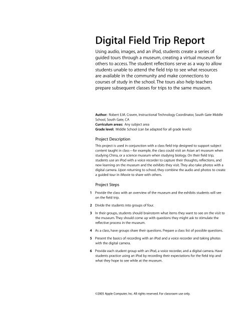 Digital Field Trip Report - Teachers.ocps.net