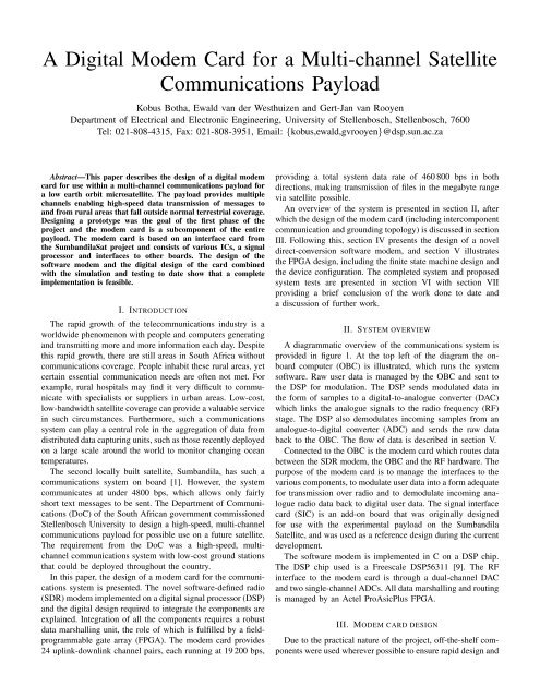 A Digital Modem Card for a Multi-channel Satellite ... - satnac