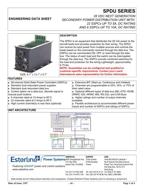 SPDU SERIES - Leach International