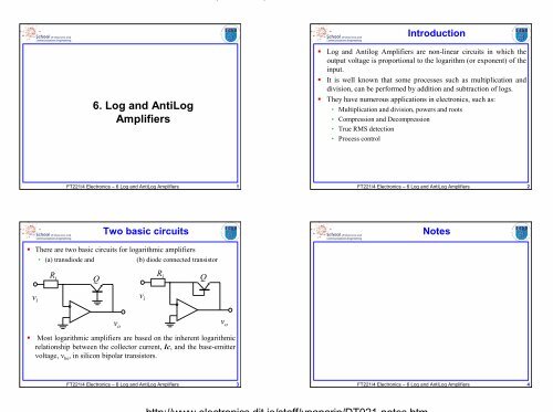 6 Log and AntiLog Amplifiers