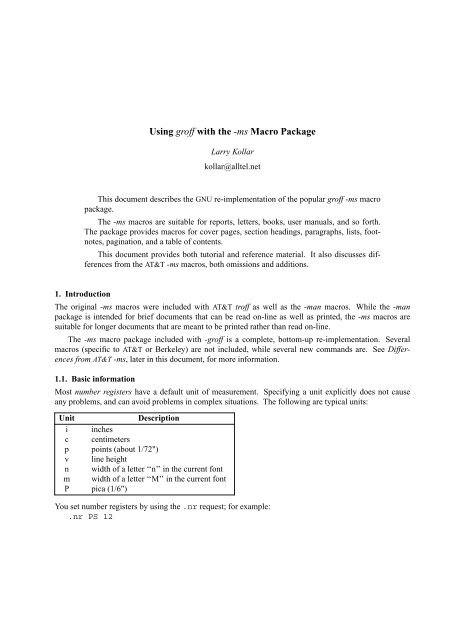 Using Groff With The Ms Macro Package
