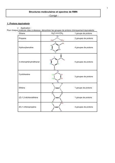 Structures molÃ©culaires et spectres de RMN