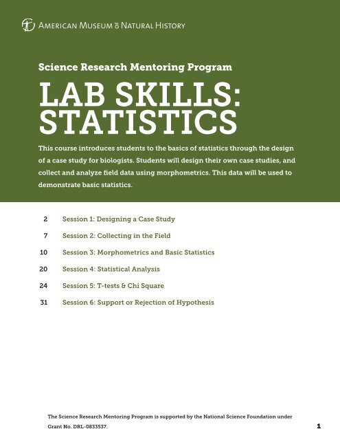 LAB SKILLS: STATISTICS - American Museum of Natural History