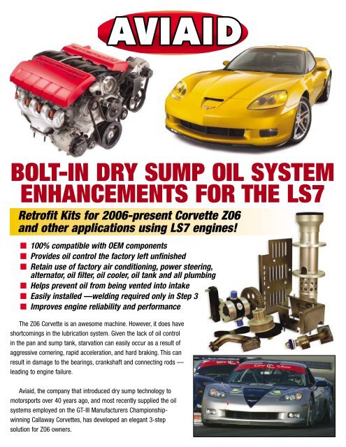 bolt-in dry sump oil system enhancements for the ls7 - Aviaid