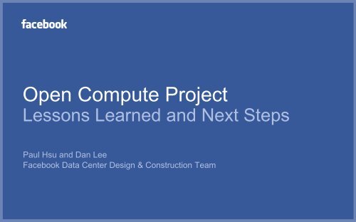 Facebook Data Center Design/Operations Improvements by Tom ...
