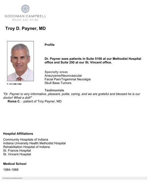 Troy D. Payner, MD - Goodman Campbell Brain and Spine