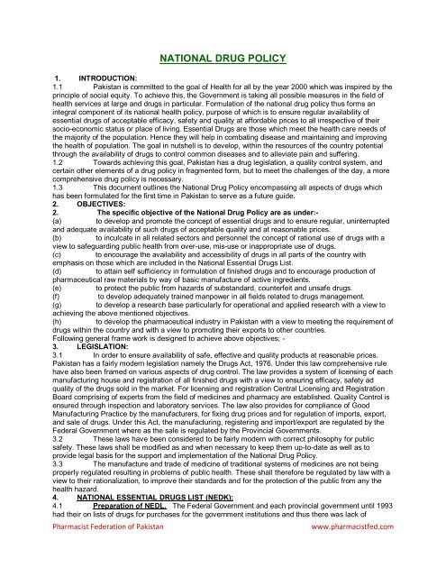 national drug policy (1) - PHARMACEUTICAL REVIEW