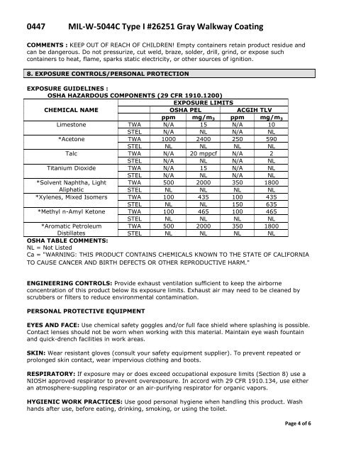 MSDS MIL-W-5044C, Type I, FS-#26251 - Mach-Dynamics