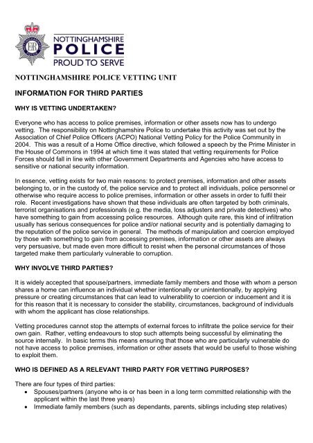 Vetting Information For Third Parties Nottinghamshire Police vetting-information-for-third-parties-nottinghamshire-police