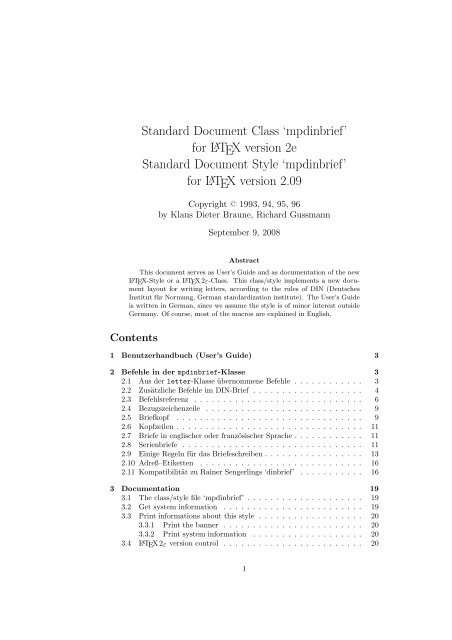Standard Document Class 'mpdinbrief' for LATEX version 2e ...