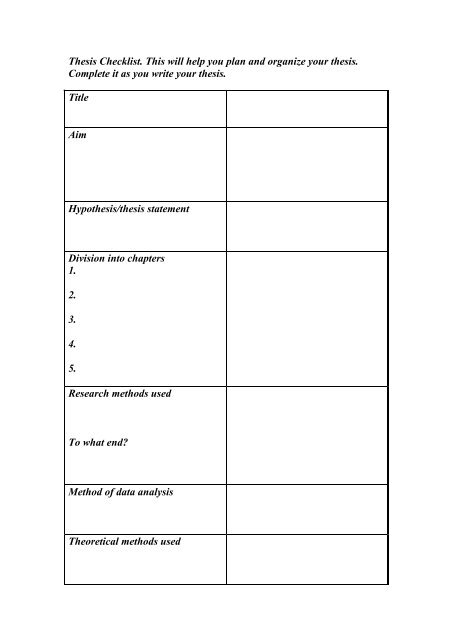 Writing a Thesis Handouts
