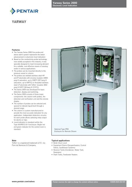 Yarway Series 2000 - Pentair Valves & Controls